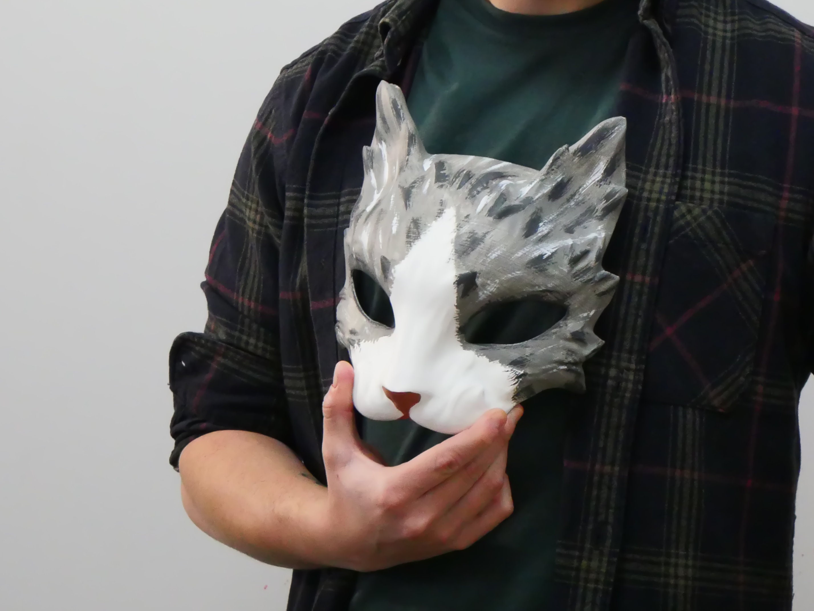 Neko Gray Cat Mask a Cute Mask for Wearing & Deco Neko Gray - Etsy