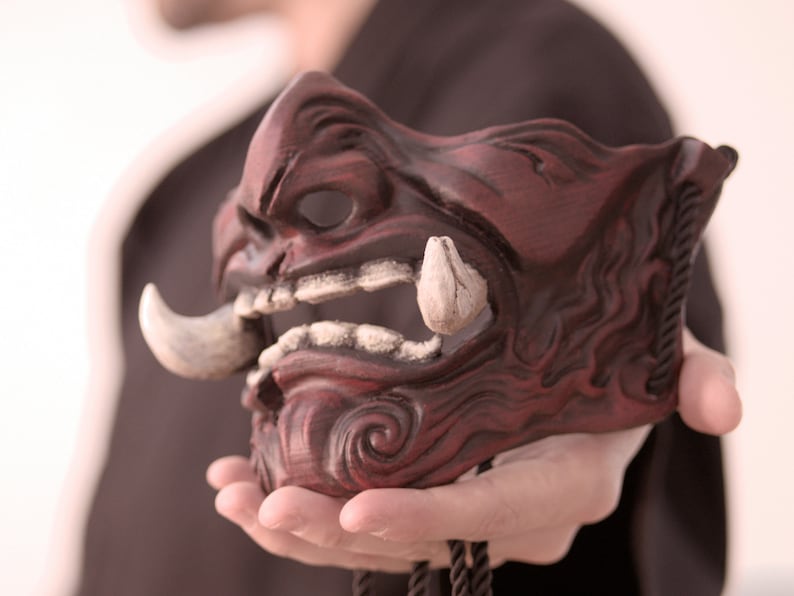 Red Akuma Mengu Mask, Traditional Japan Mask for Wearing & Deco Red ...