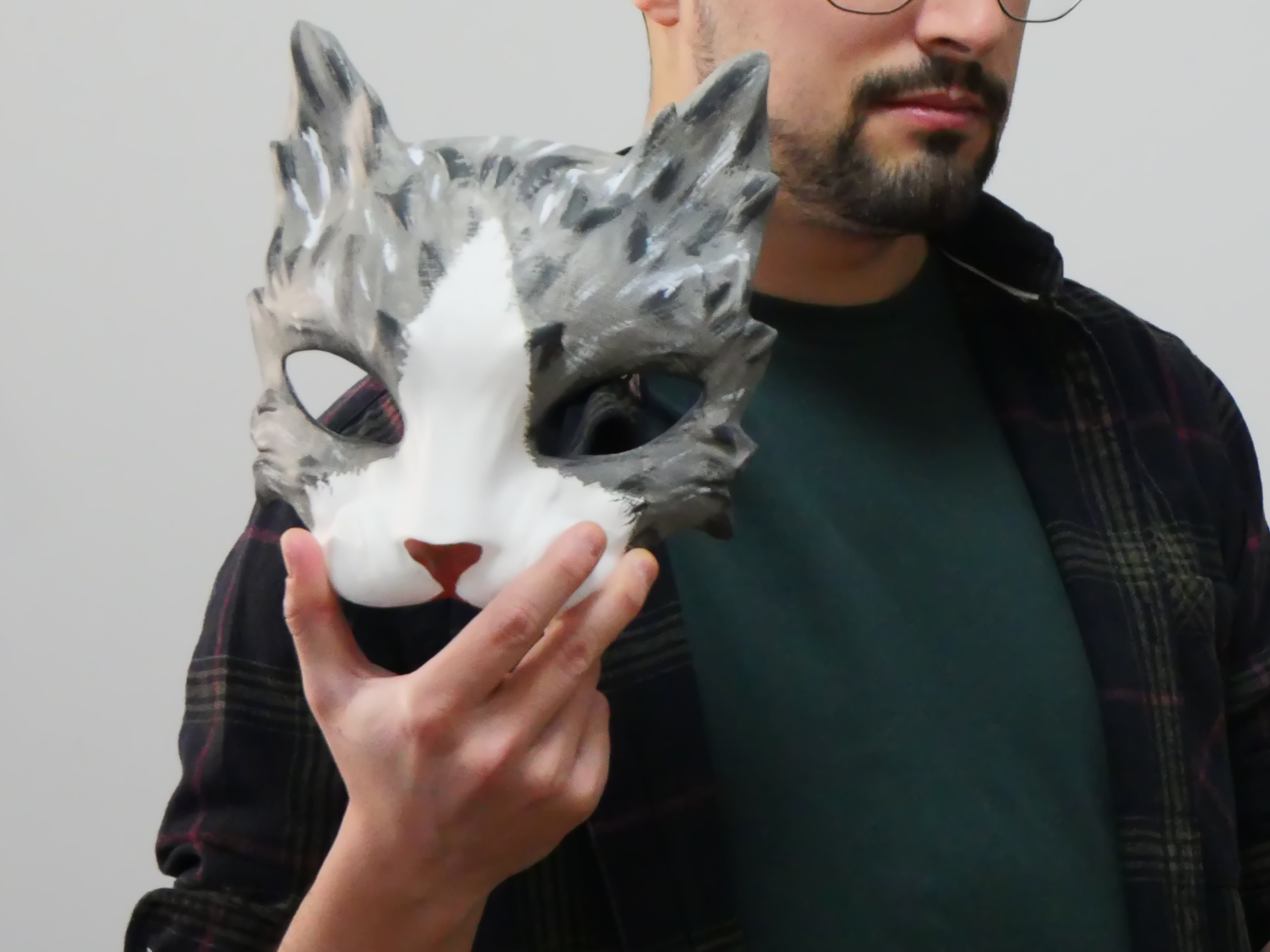 Neko Gray Cat Mask a Cute Mask for Wearing & Deco Neko Gray - Etsy