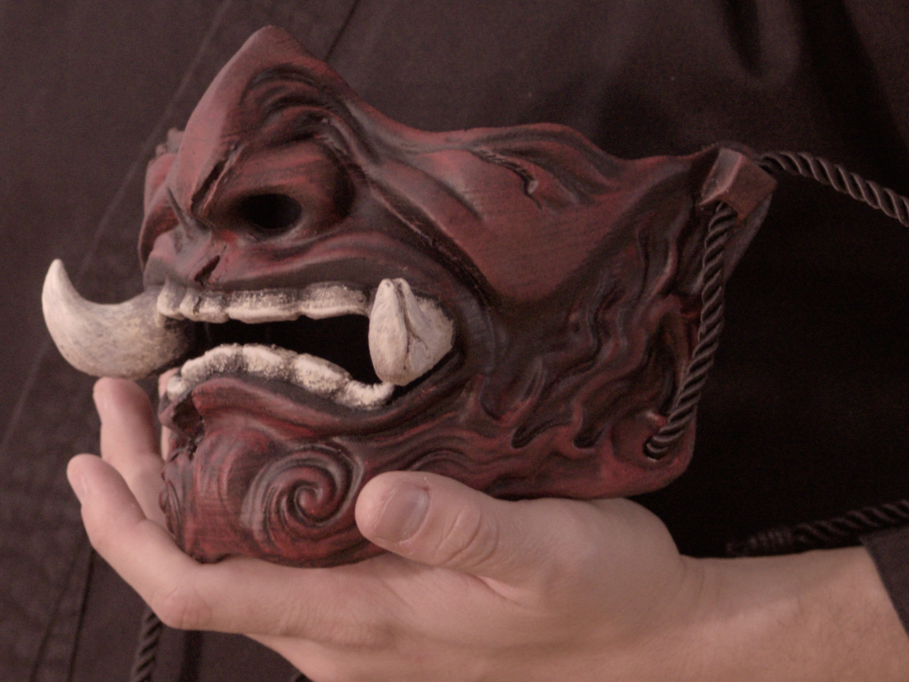 Red Akuma Mengu Mask, Traditional Japan Mask for Wearing & Deco Red ...