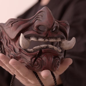 Red Akuma Mengu Mask, Traditional Japan Mask for Wearing & Deco | Red ...