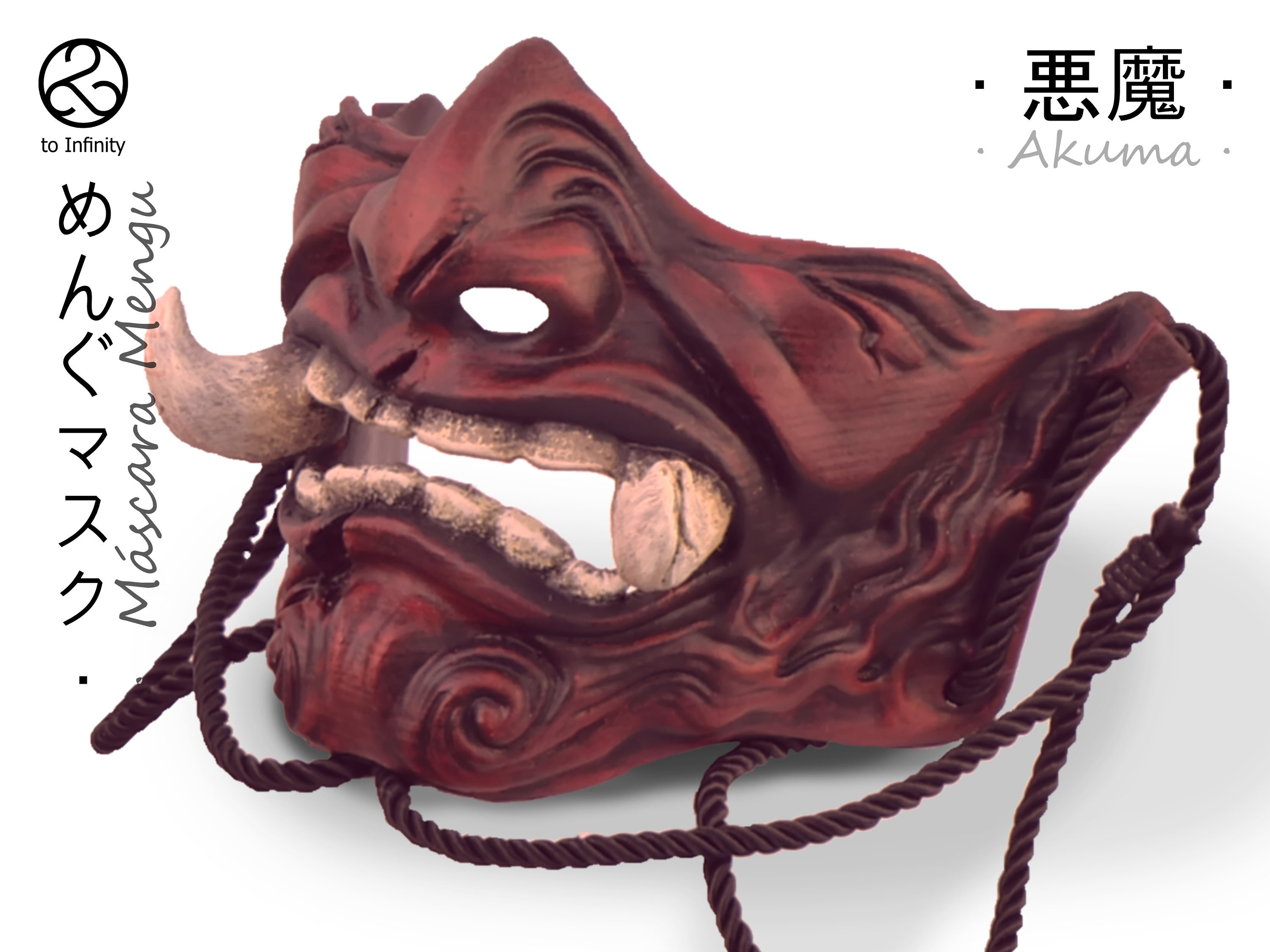 Red Akuma Mengu Mask, Traditional Japan Mask for Wearing & Deco Red ...