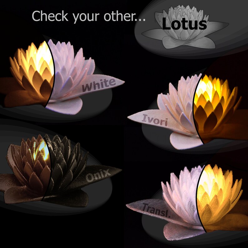 Ivory White Light Lotus PLA 3D Printed LED Light Natural Nitch Light ...