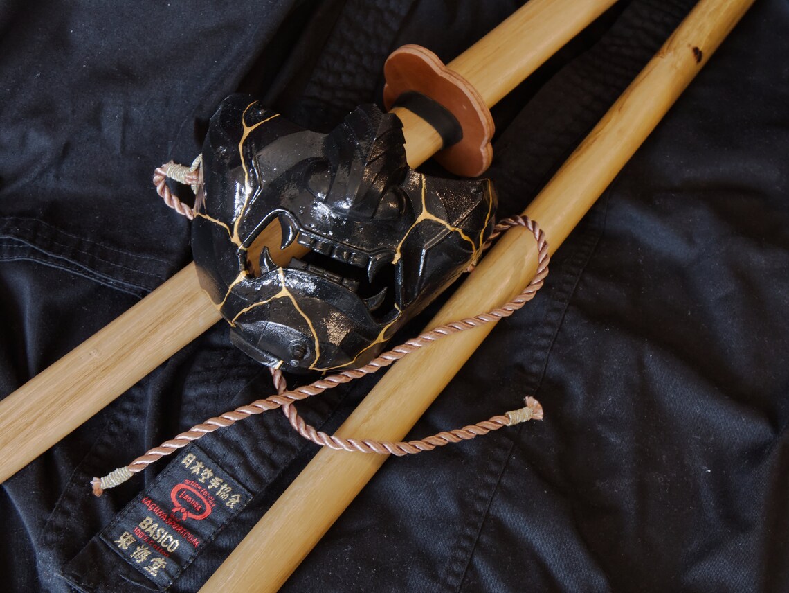 Kintsugi Mengu Mask, Traditional Japan Mask for Wearing & Deco Mengu ...