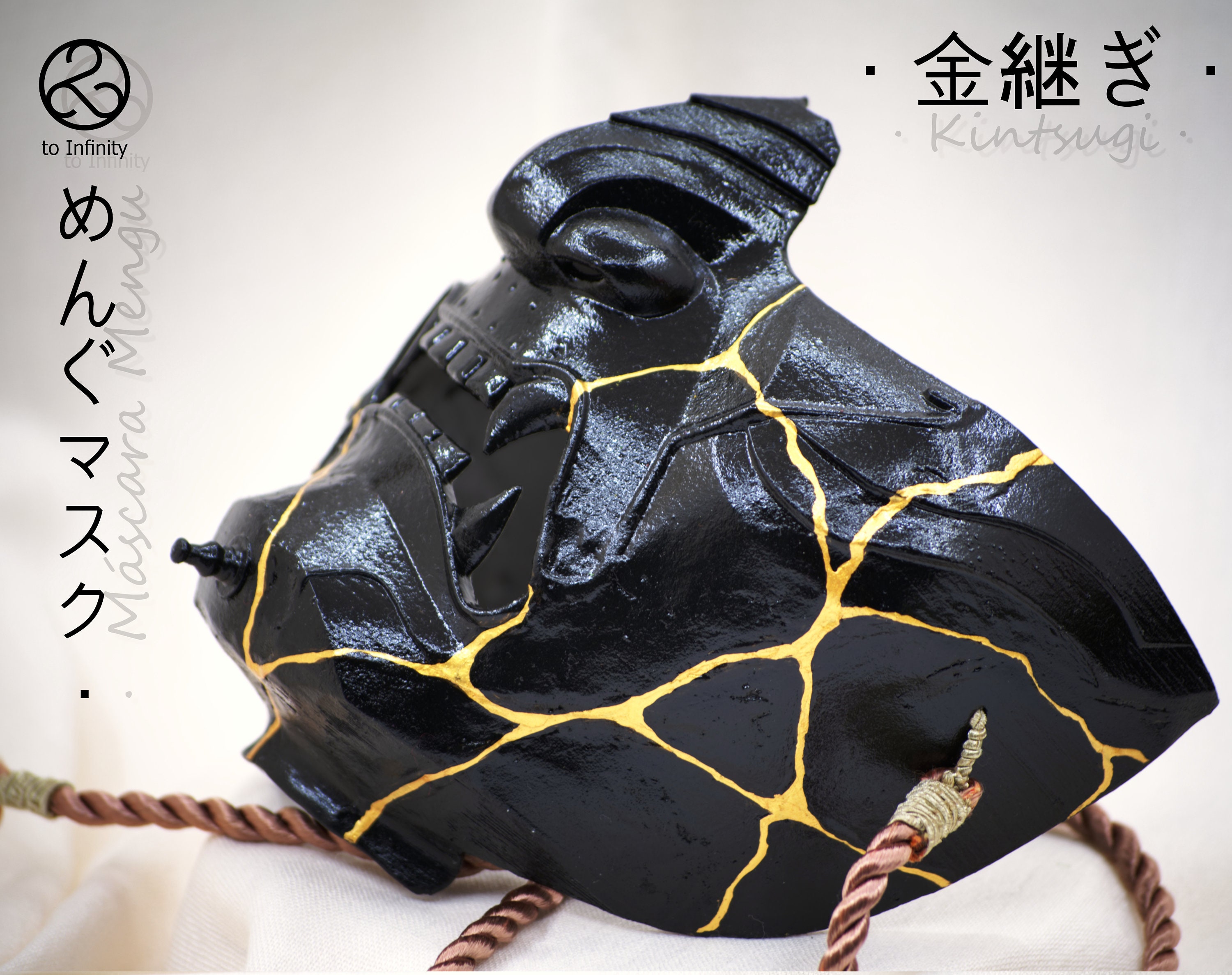 Kintsugi Mengu Mask, Traditional Japan Mask for Wearing & Deco Mengu ...