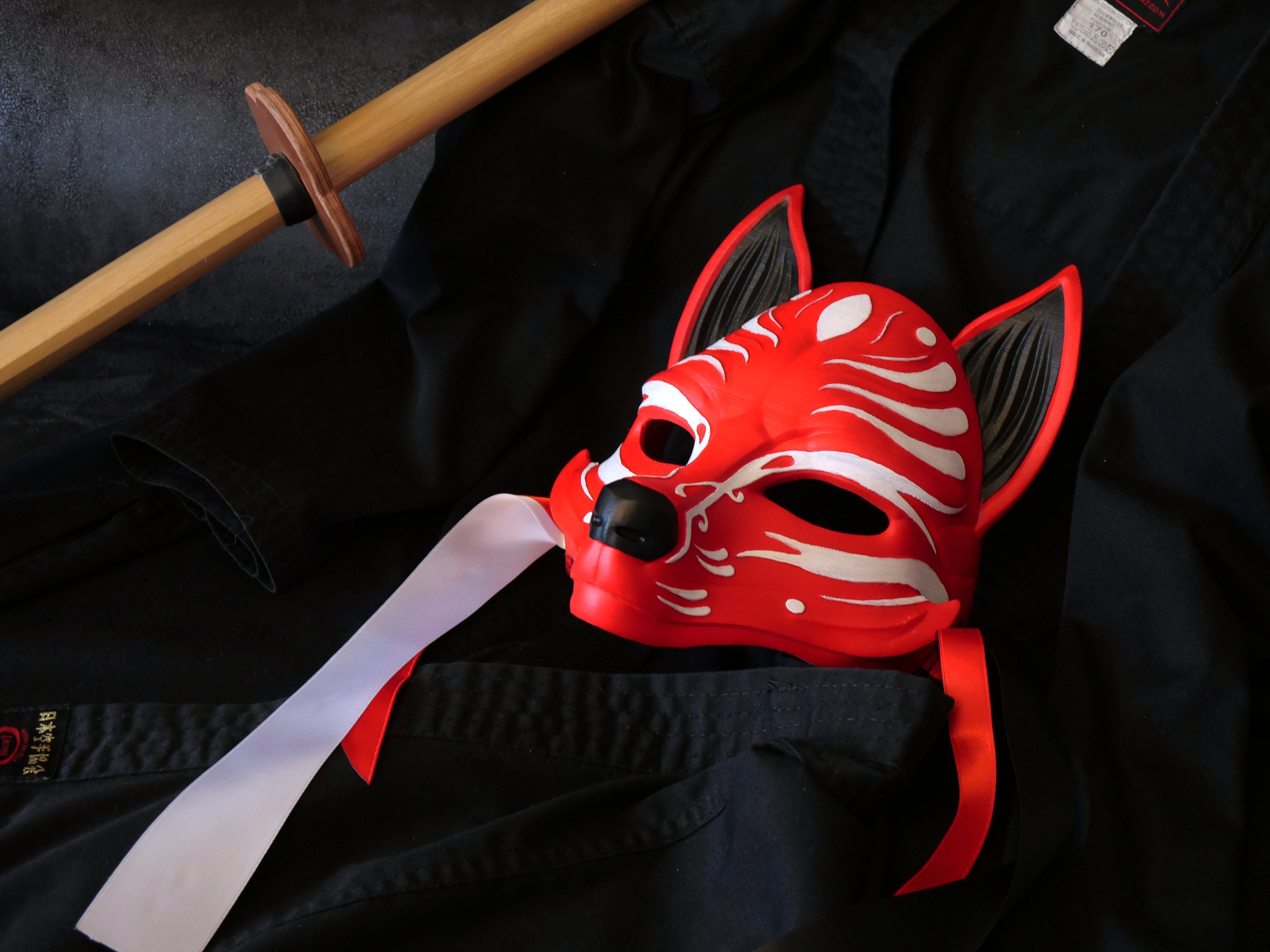 Red Kitsune Mask a Traditional Mask for Wearing & Deco Red - Etsy