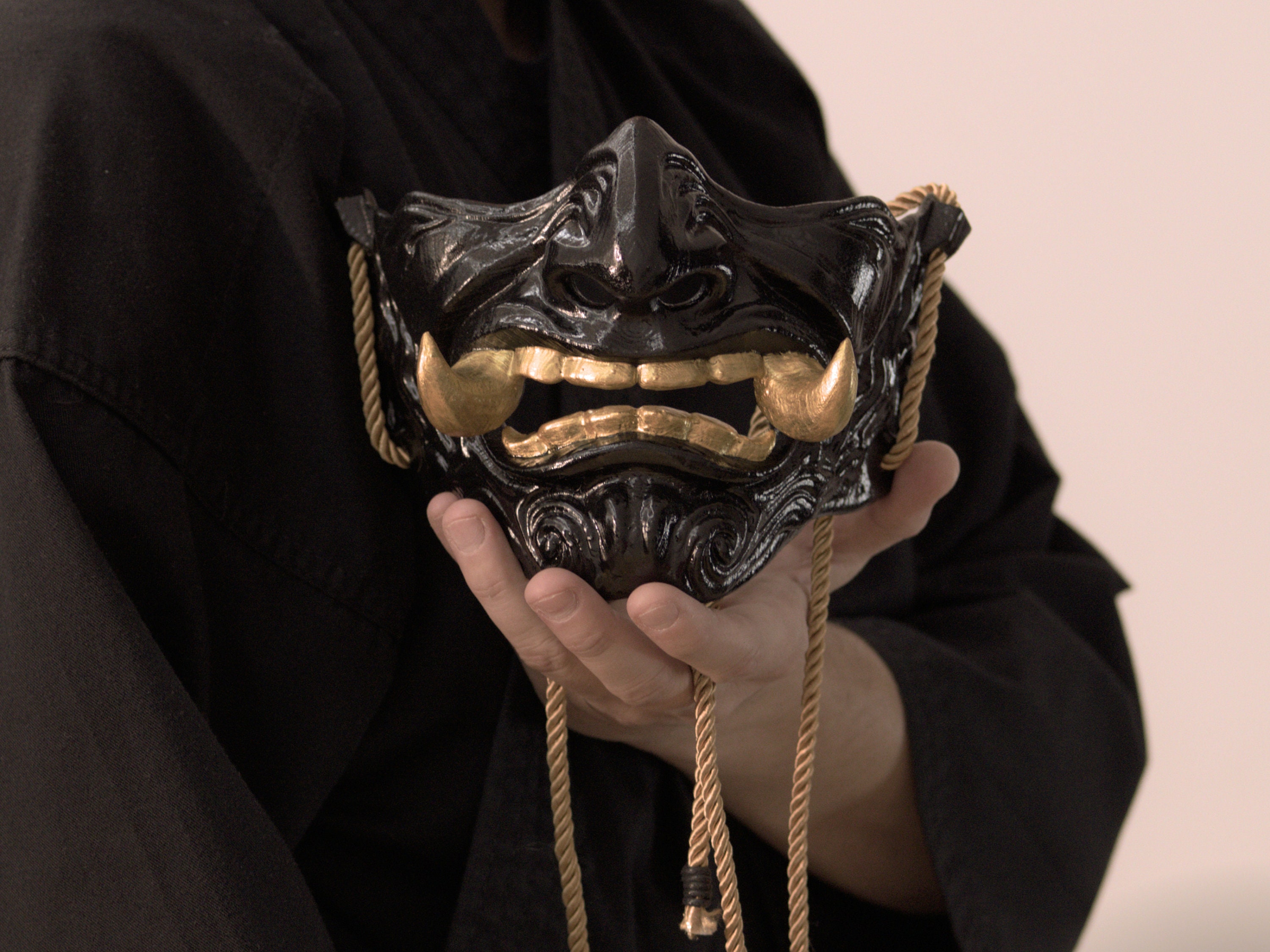 Black Oni Mengu Mask, Traditional Japan Mask for Wearing & Deco Mengu ...