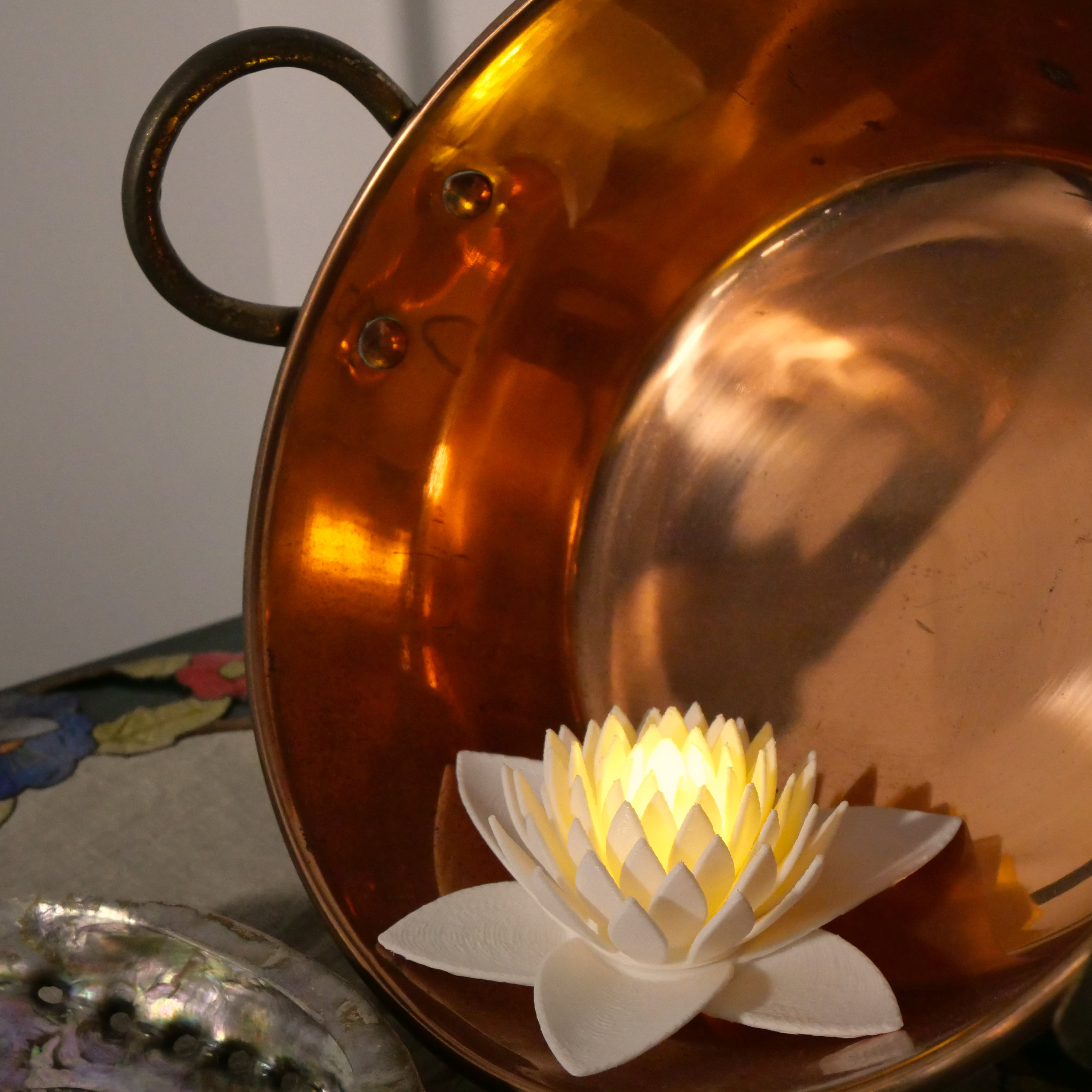 Ivory White Light Lotus PLA 3D Printed LED Light Natural Nitch Light ...