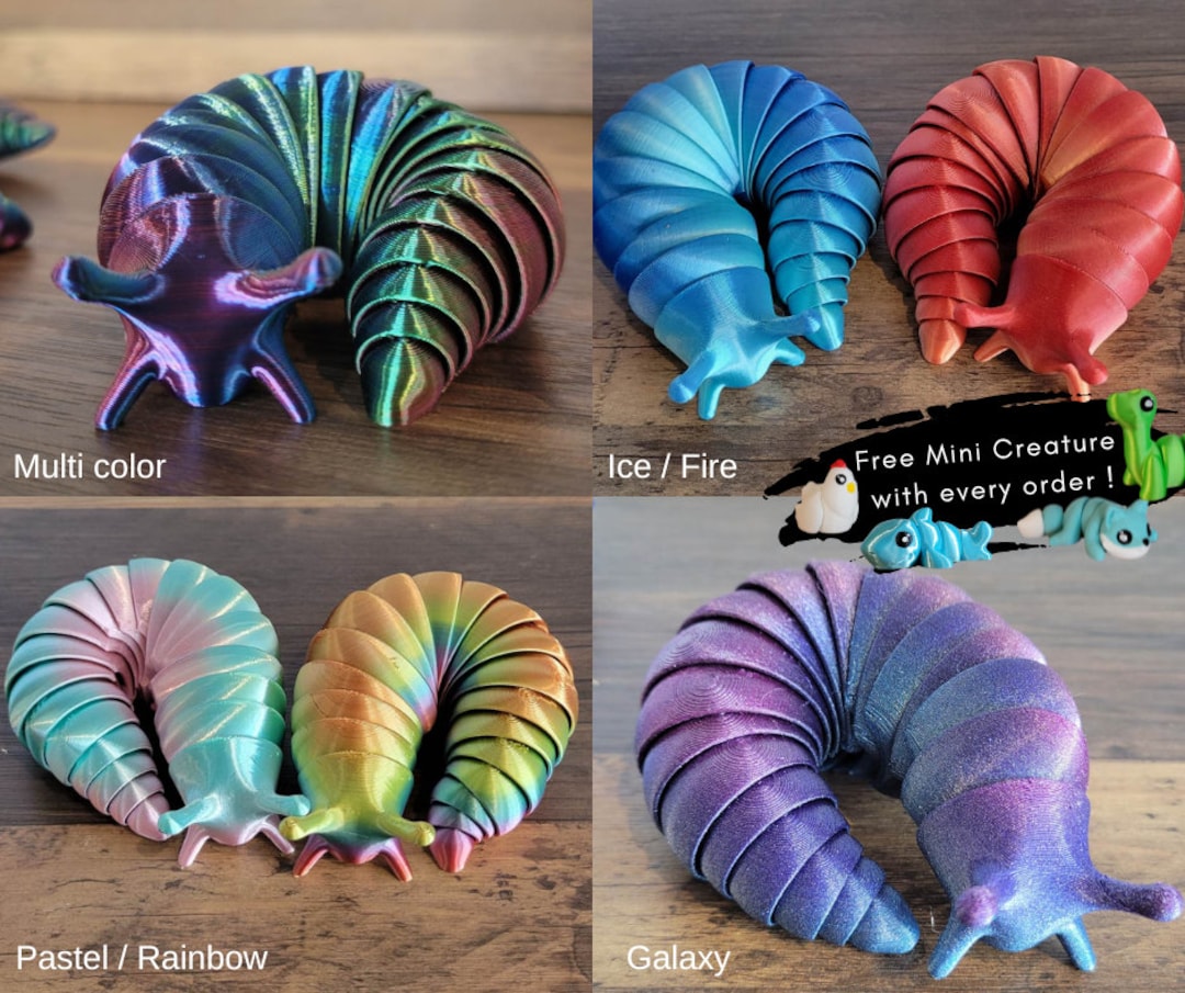 3D Printed Articulated Slug, Desk Toy , Fidget Toy, Gift, 3d Print ...