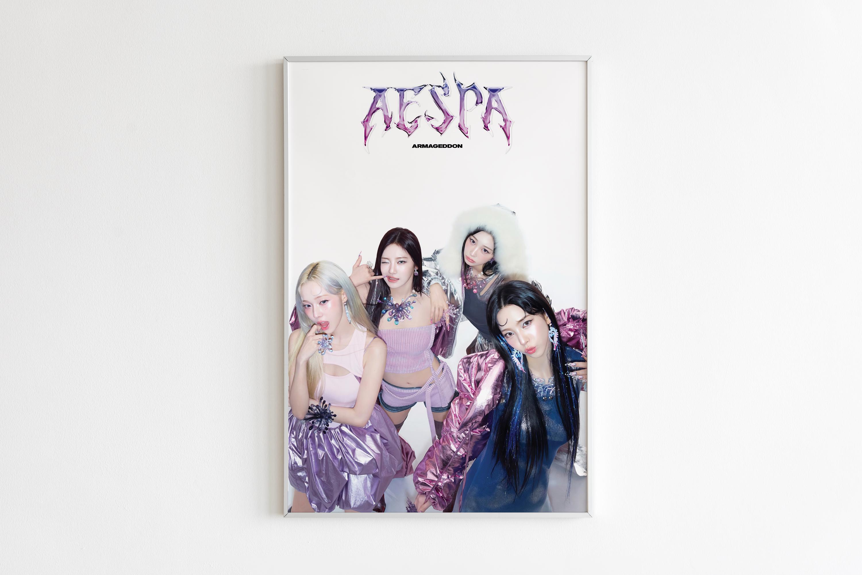 Aespa Poster Aespa Armageddon Chrome Type Design Poster Multiple Sizes ...