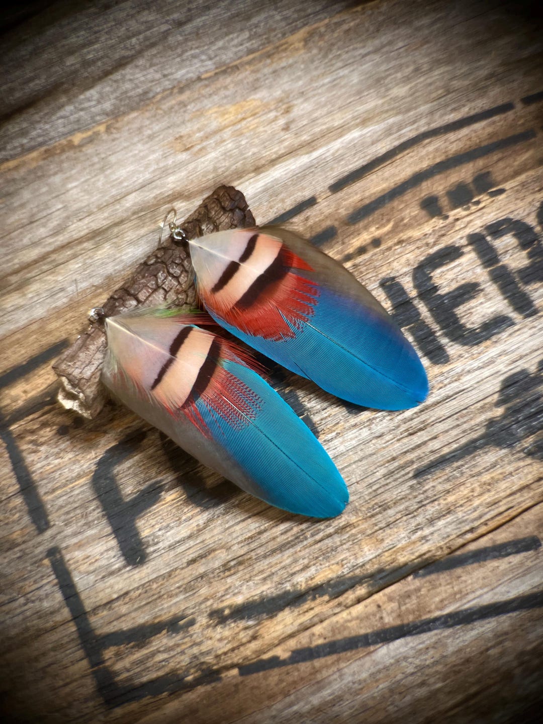 Macaw Parrot Feather Earrings - Boho Cowgirl Feather Jewellery ...