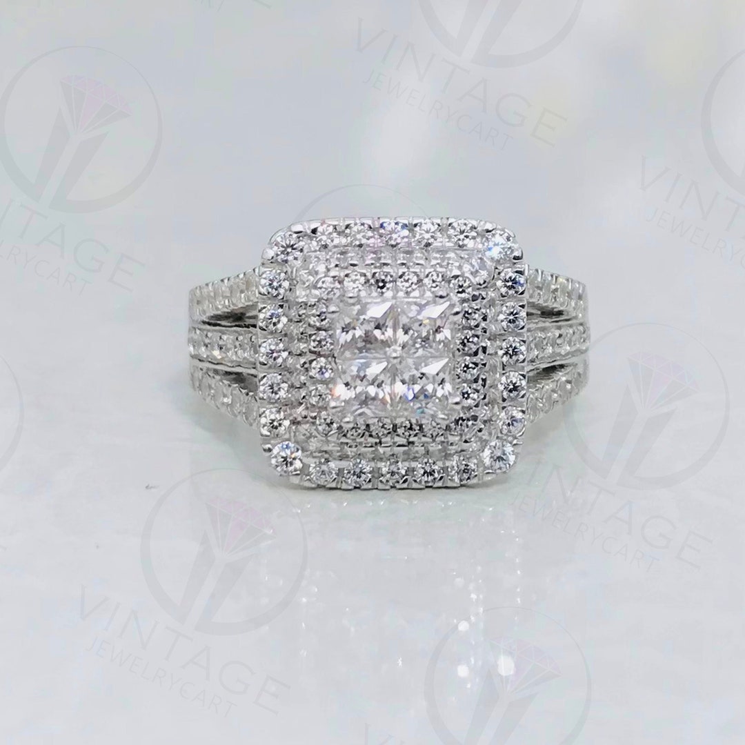 Modern Invisible Wedding Rings, Engagement Rings With 2.6cttw White ...