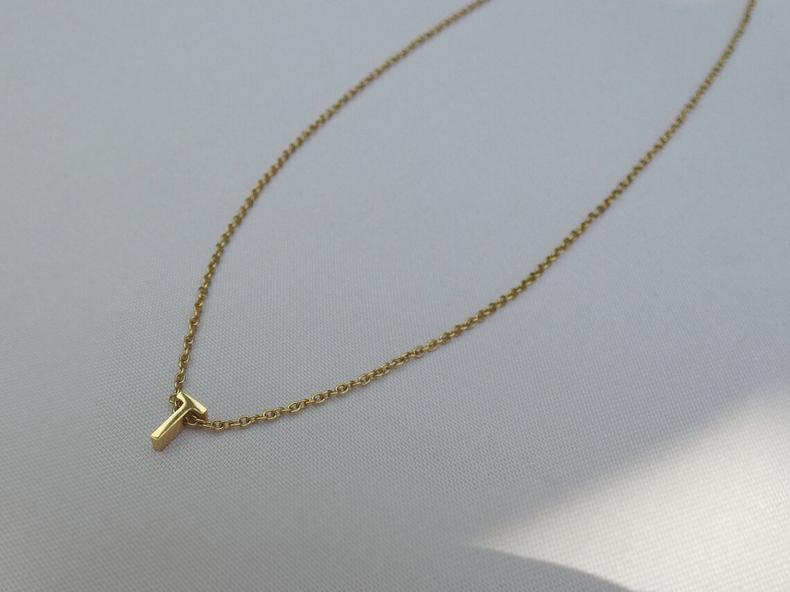 T Necklace Initial T Necklace Letter T Necklace - Etsy