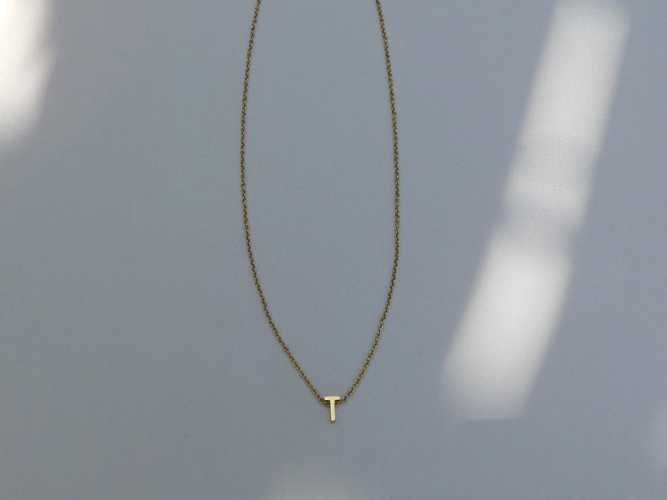 T Necklace Initial T Necklace Letter T Necklace - Etsy