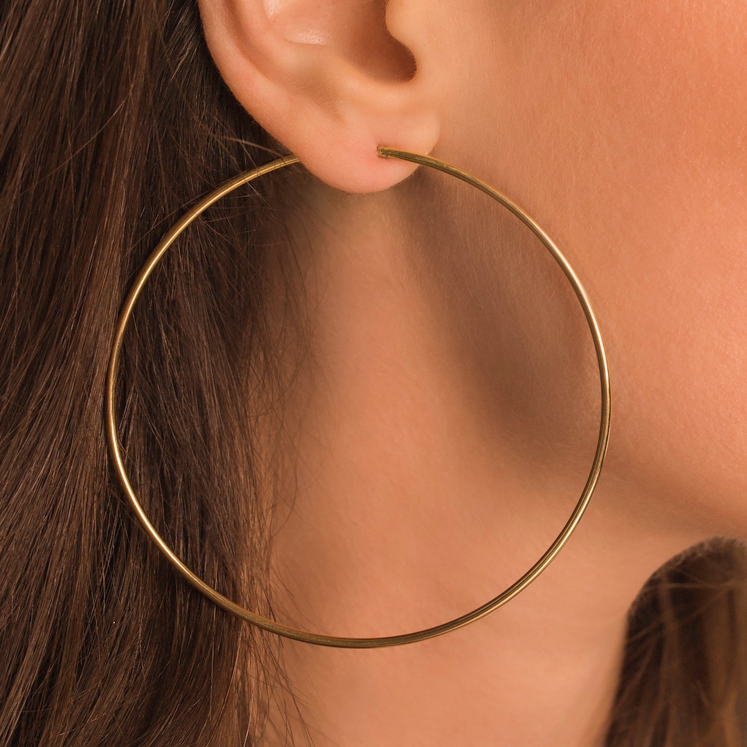 Large Hoop Earrings 70mm Endless Hoops in 18K Gold Stainless Steel by ...