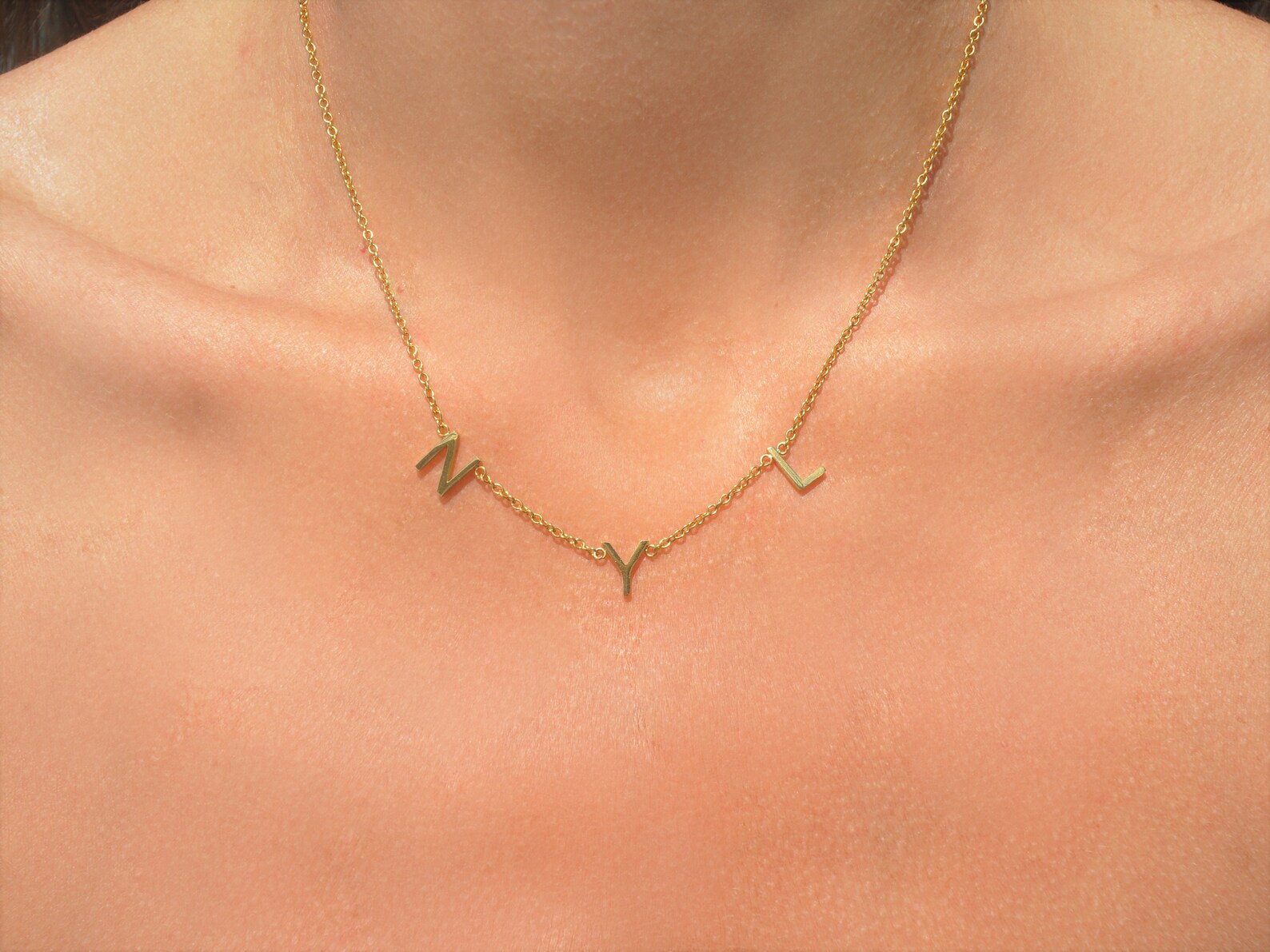 Three Initial Necklace Initials Necklace Personalized - Etsy