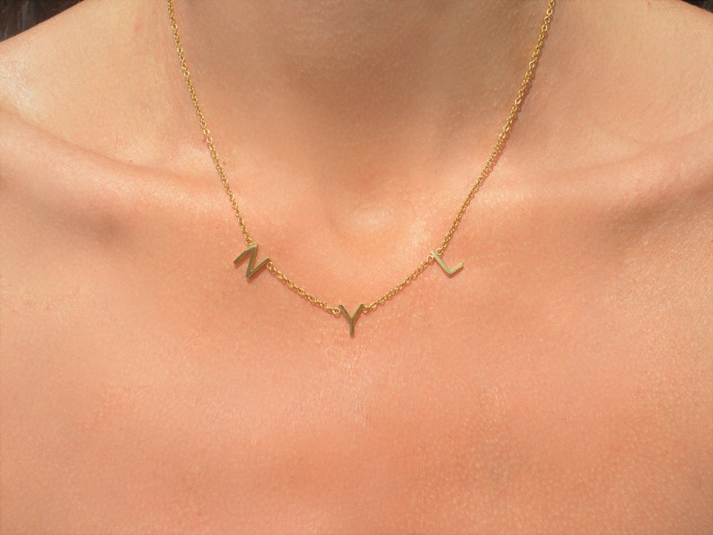 Three Initial Necklace Initials Necklace Personalized - Etsy