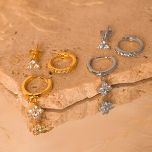Clover Flower Earrings Set • Huggie Hoops and Studs Earring Gift Set in ...