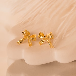 Bow Earrings • Trendy Bowknot Stud Earrings in 18K Gold Sterling Silver by Kateryna's Jewelry ...
