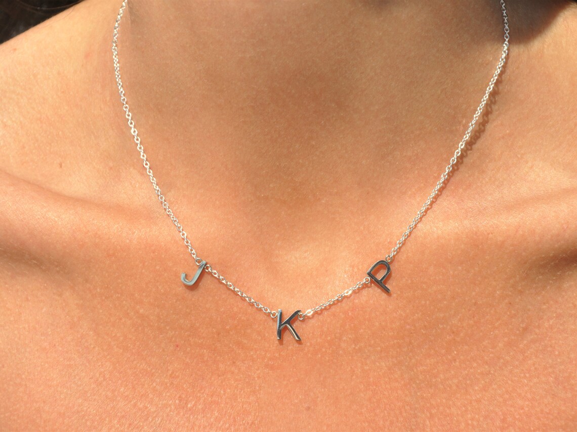 Three Initial Necklace Initials Necklace Personalized - Etsy