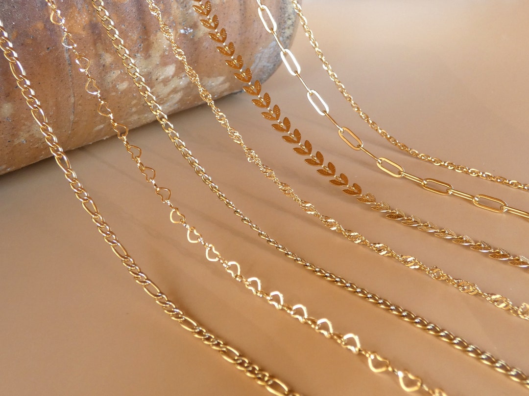 NON-TARNISH Chain Necklace, 18K Gold Stainless Steel Necklace, WATERPROOF, Cable Chain ...