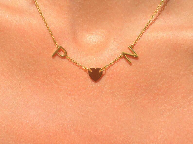 Three Initial Necklace Initials Necklace Personalized - Etsy