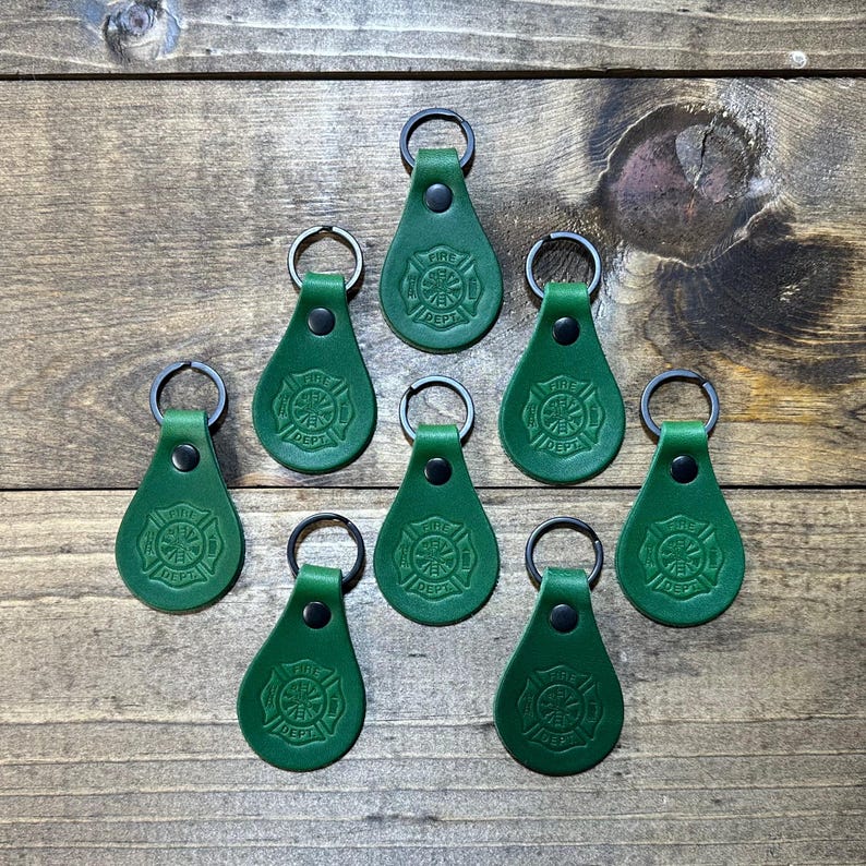 Custom Leather Firefighter Key Fob - Fire Department Gift - Etsy