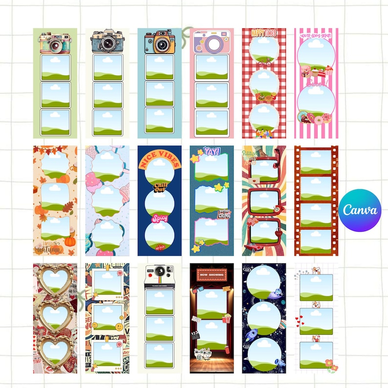 50 Page Photo Booth, Photostrip , Photo Collage Canva Template ...
