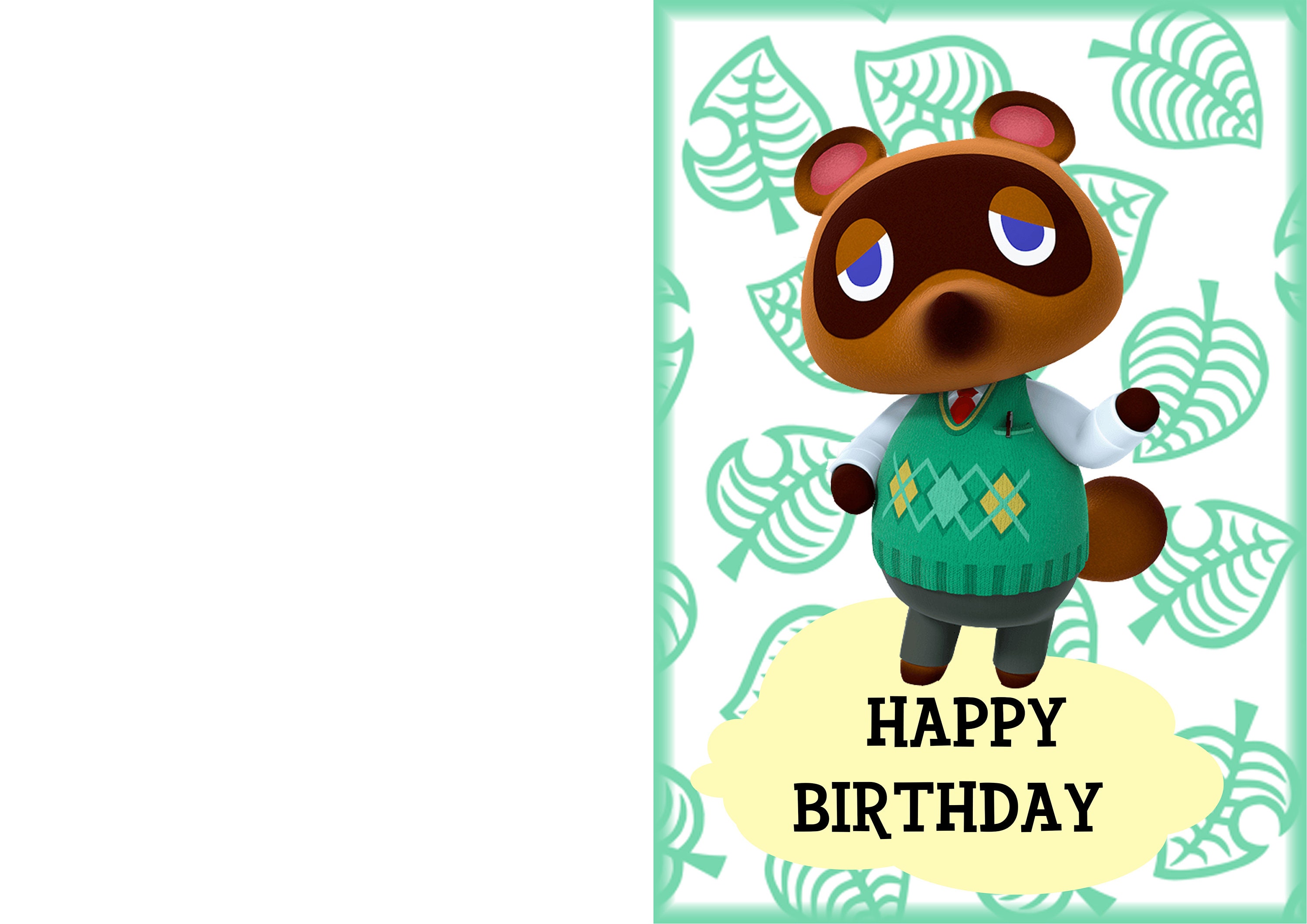 Animal Crossing Card Animal Crossing Birthday Card Printable - Etsy