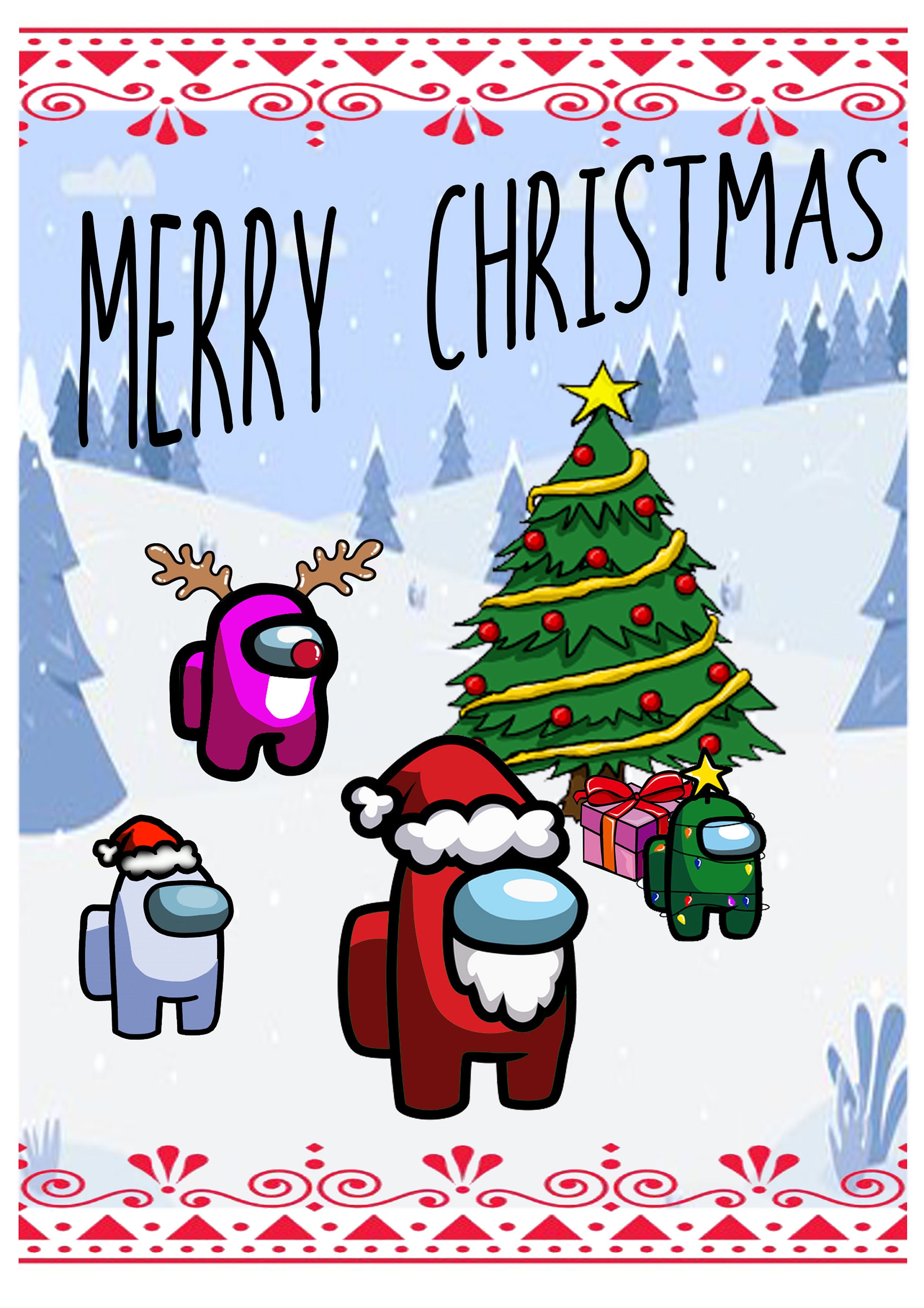 Among Us Printable Christmas Card, Among Us Christmas Card, Among Us ...