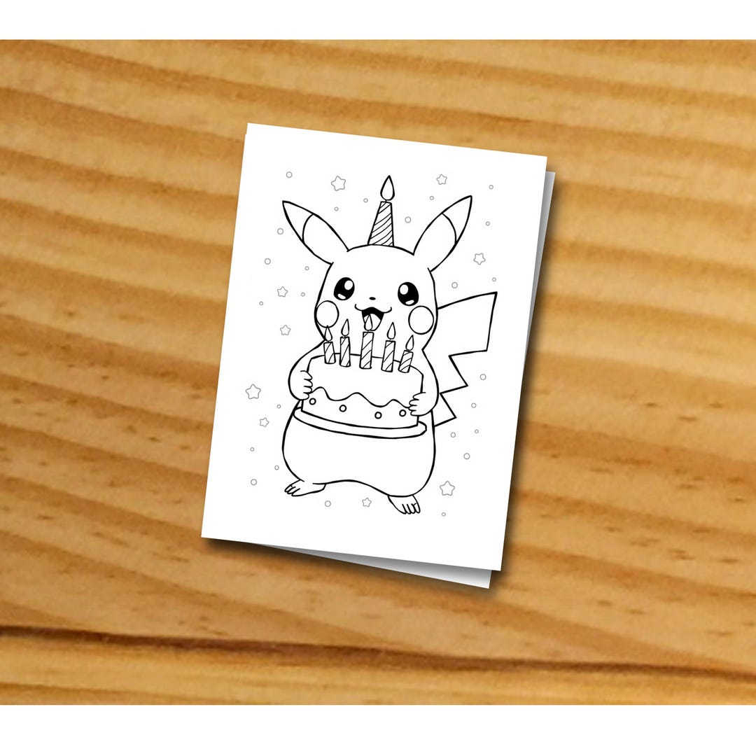 Pikachu Birthday Card, Pokemon Birthday Card, Instant Download Birthday ...