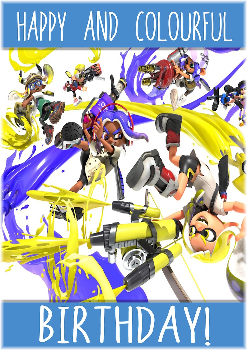 Splatoon Birthday Card, Splatoon3 Birthday Card, Instant Download ...