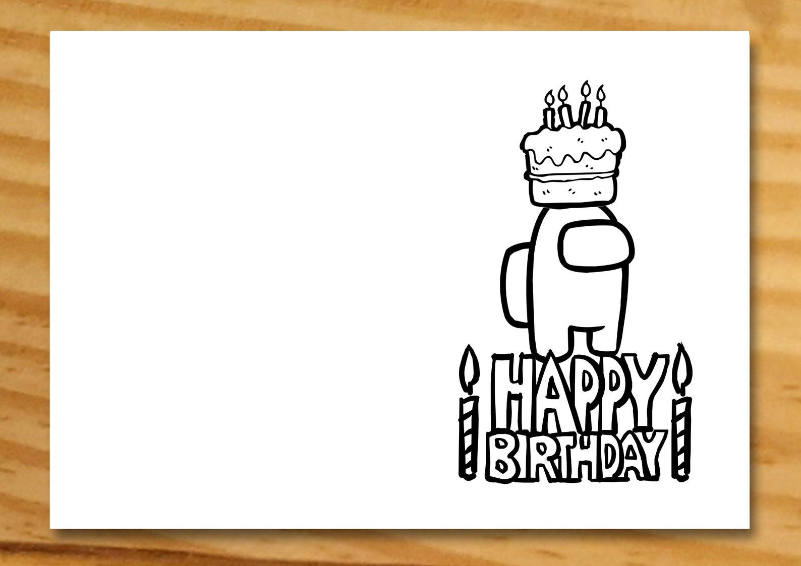 Among Us Birthday Card, Among Us Coloring Card, Birthday Card, Instant ...