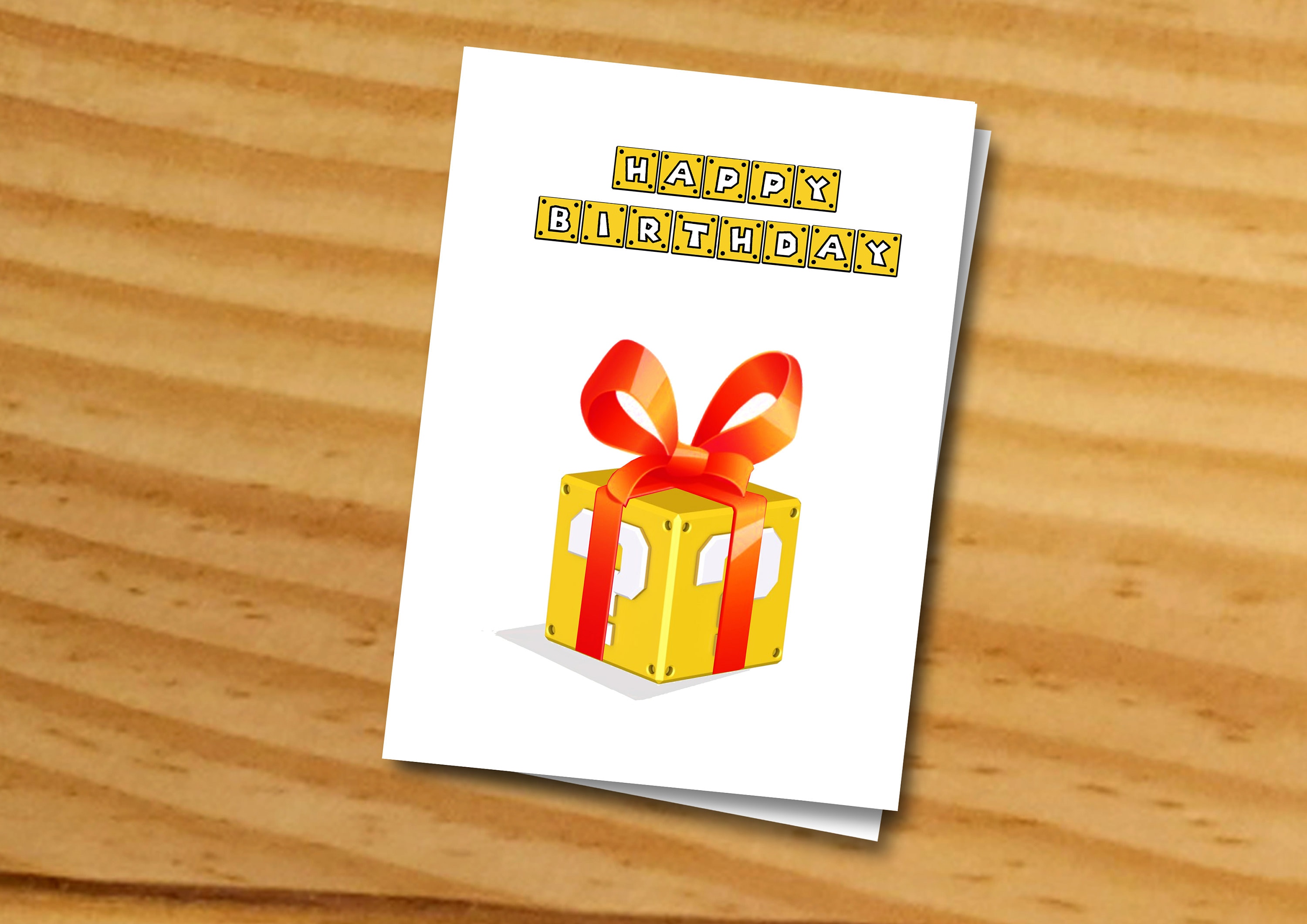 Super Mario Birthday Card, Mario Cube Block Card, Super Mario Birthday ...