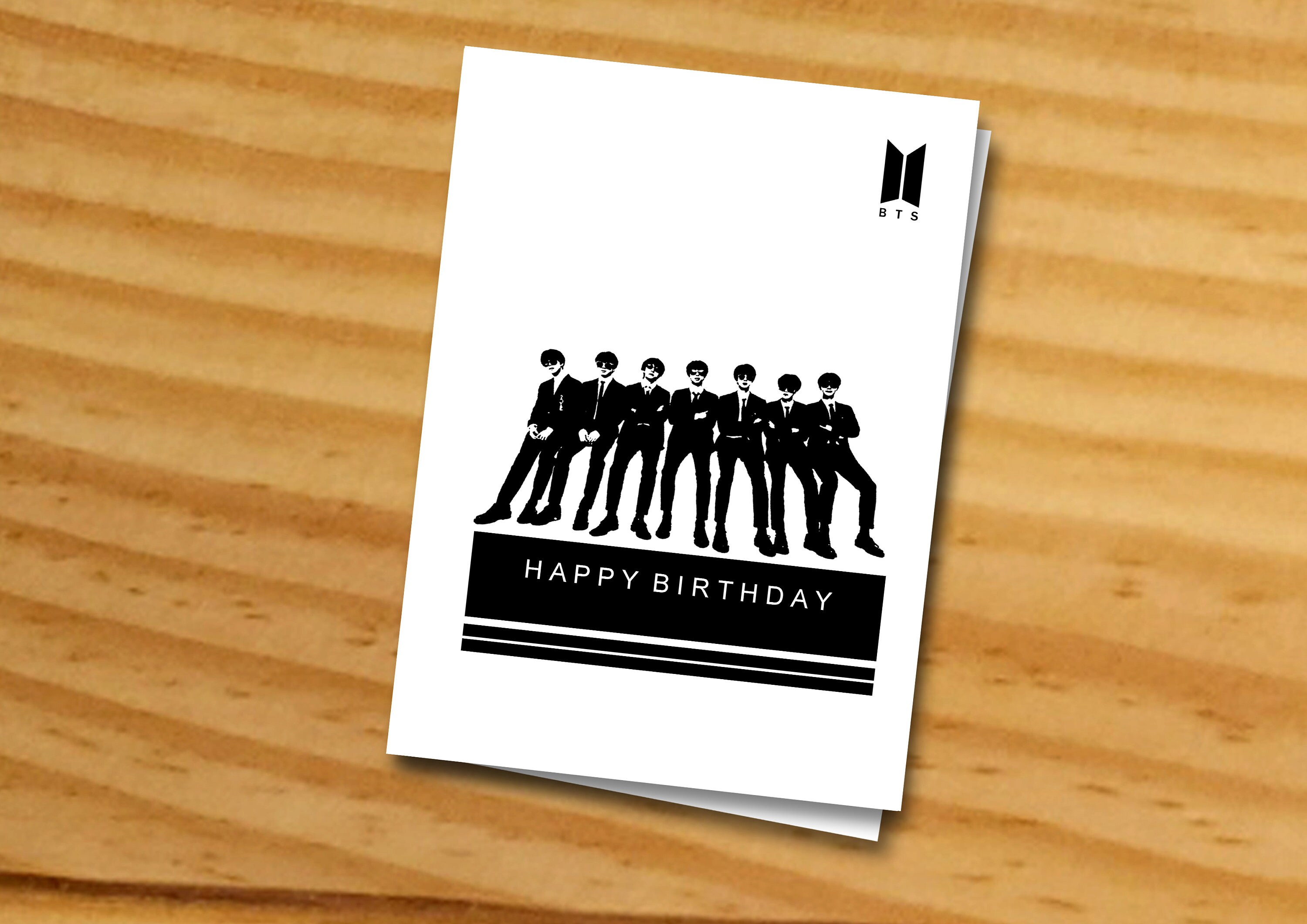 BTS Card, BTS Birthday Card, Black and White Bts Card, Simple BTS Card ...