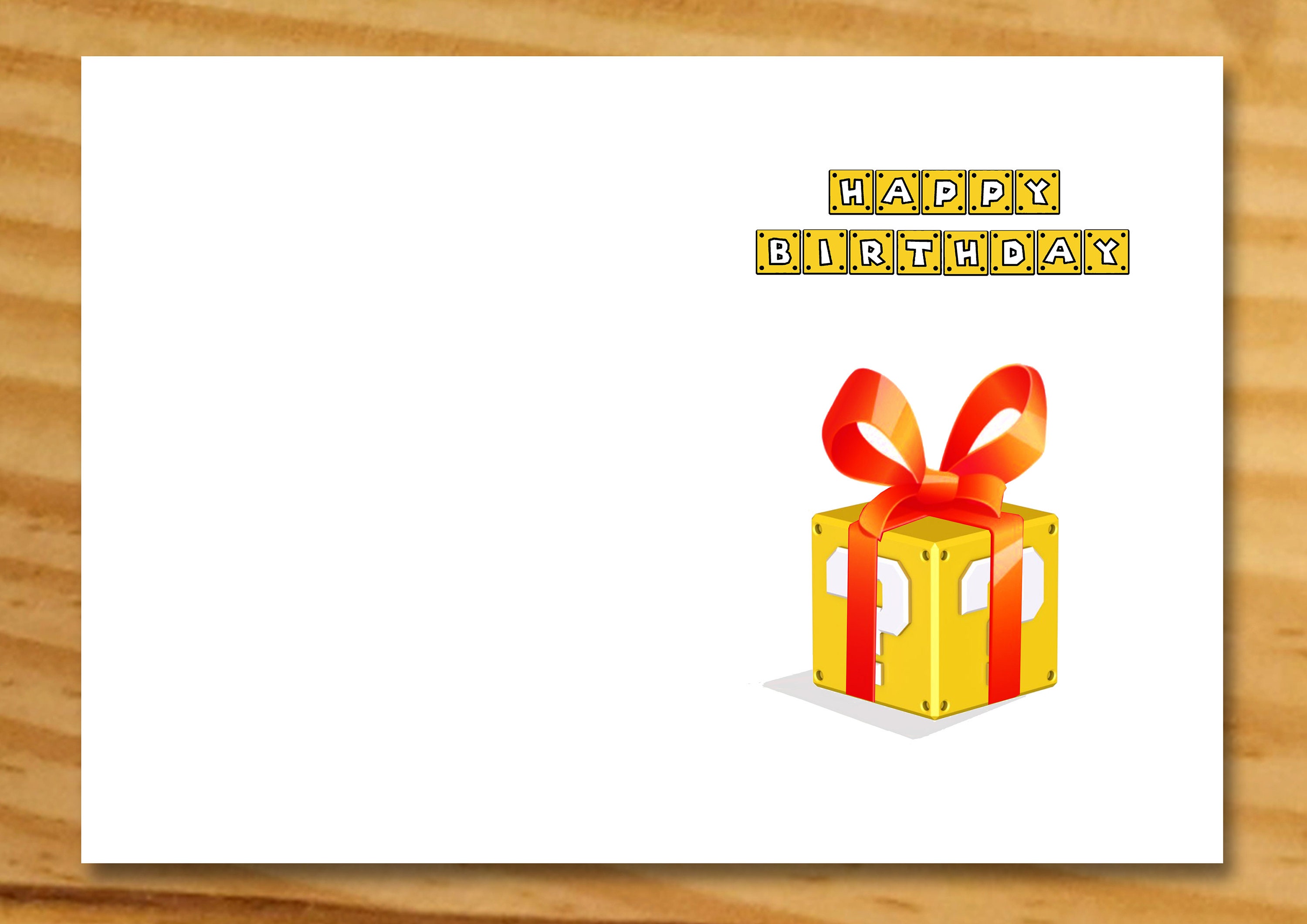 Super Mario Birthday Card, Mario Cube Block Card, Super Mario Birthday ...