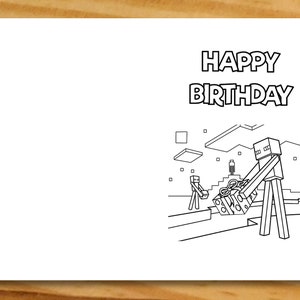 Minecraft Birthday Card - Printable Minecraft Coloring Boy's Birthday ...