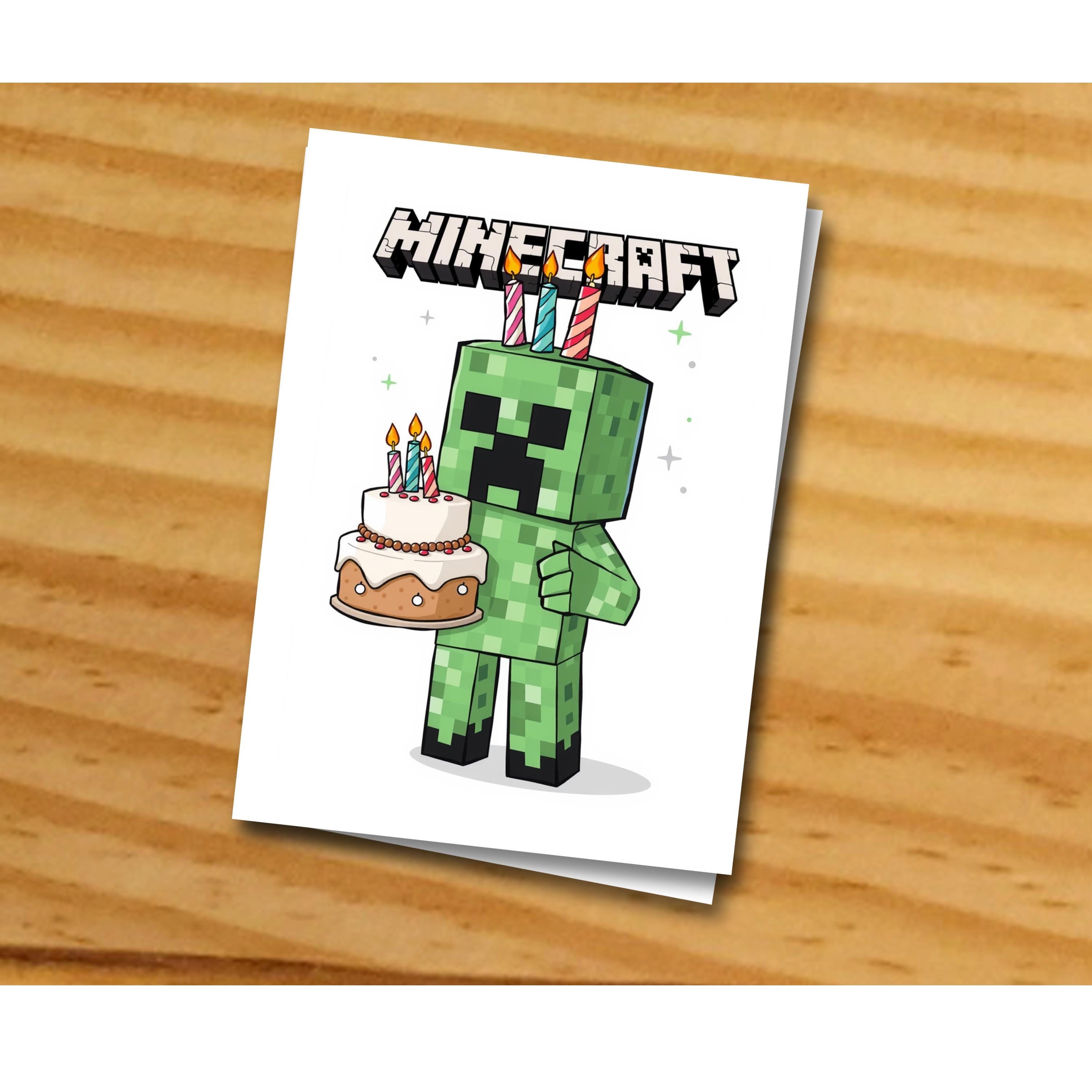 Minecraft Card, Creeper Greeting Card, Creeper Birthday Card,minecraft ...