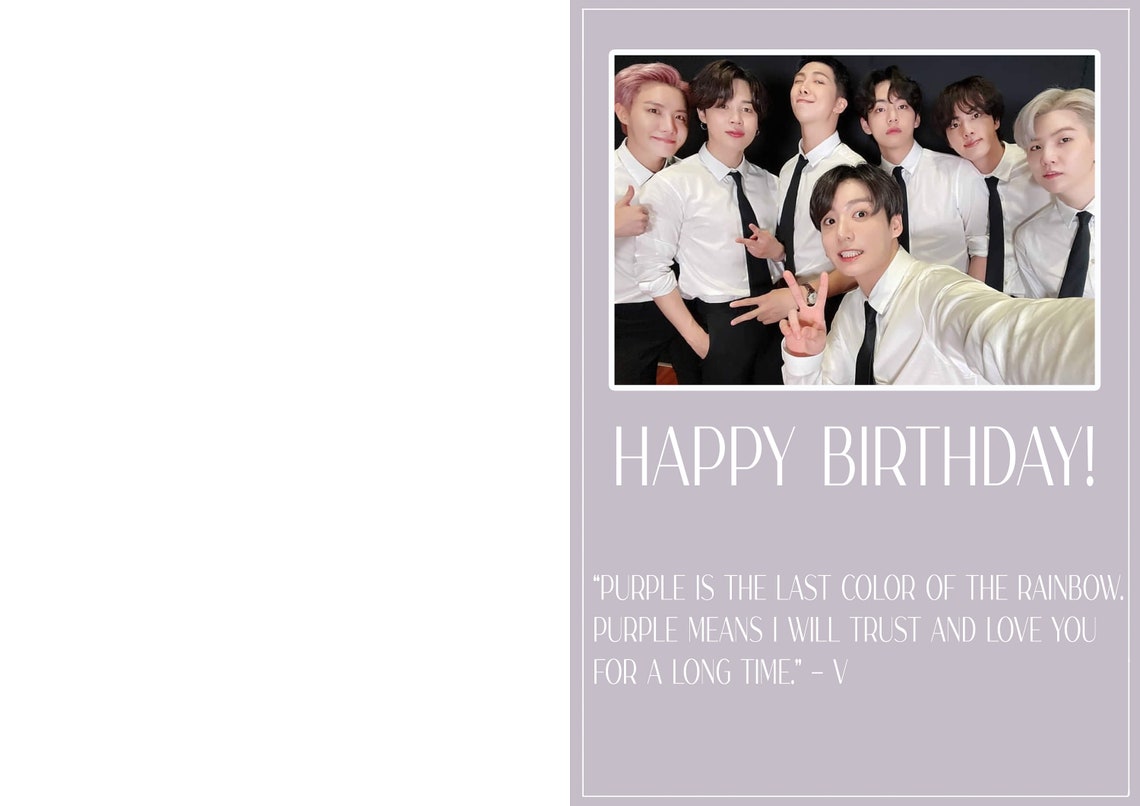 BTS Birthday Card, BTS Printable Card, Printable Birthday Card, BTS ...