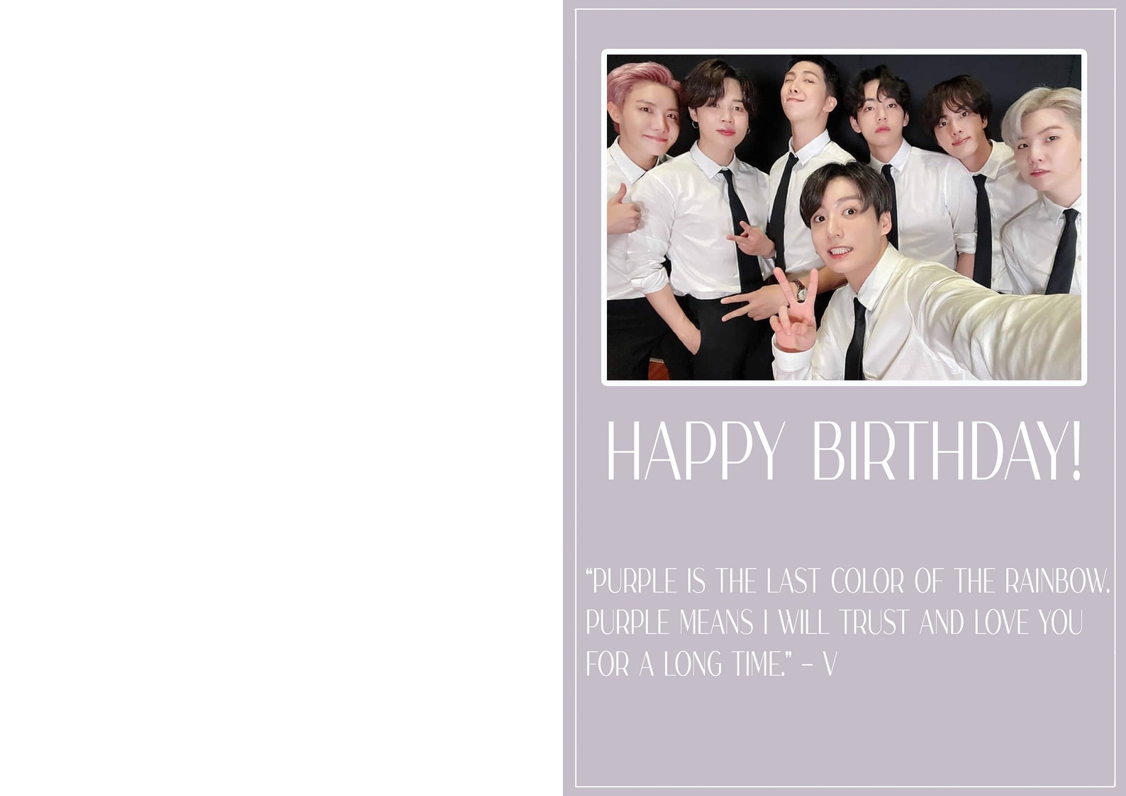 BTS Birthday Card, BTS Printable Card, Printable Birthday Card, BTS ...