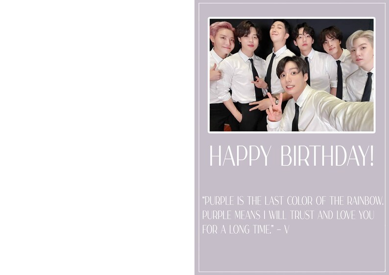 BTS Birthday Card, BTS Printable Card, Printable Birthday Card, BTS ...