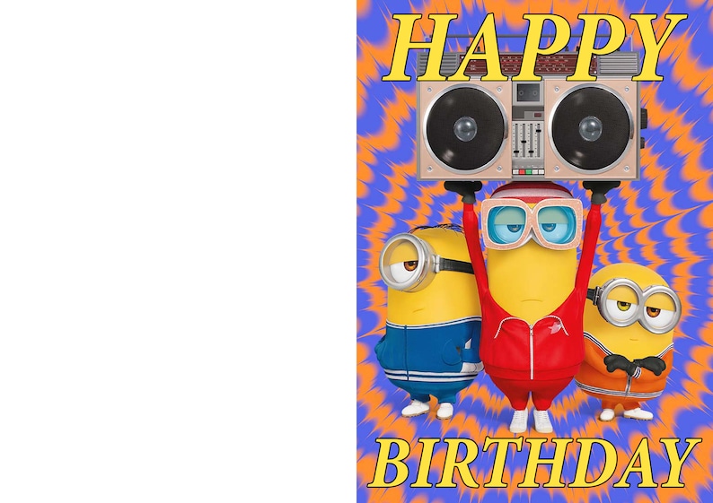 Minions Card, Minions Birthday Card, Printable Minions Card, Instant ...