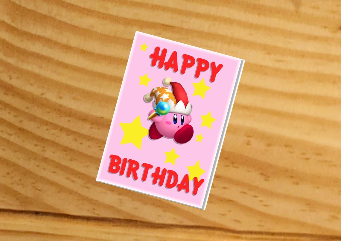 Kirby Card, Kirby Birthday Card, Printable Kirby Card, Instant Kirby ...