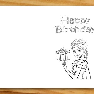 Frozen Birthday Card, Happy Birthday Card, Coloring Elsa Greeting Card ...