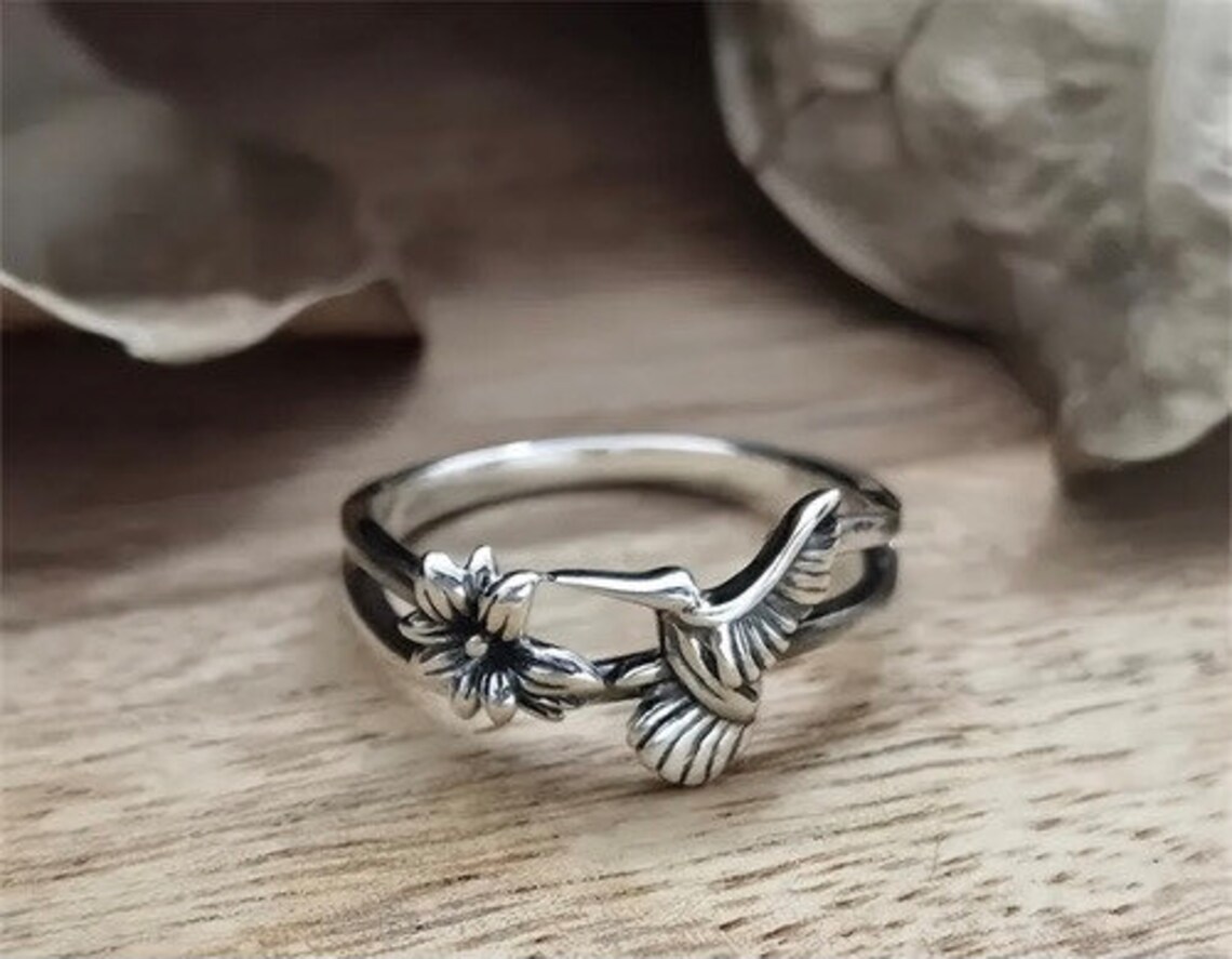 Hummingbird Ring 925 Silver - Etsy