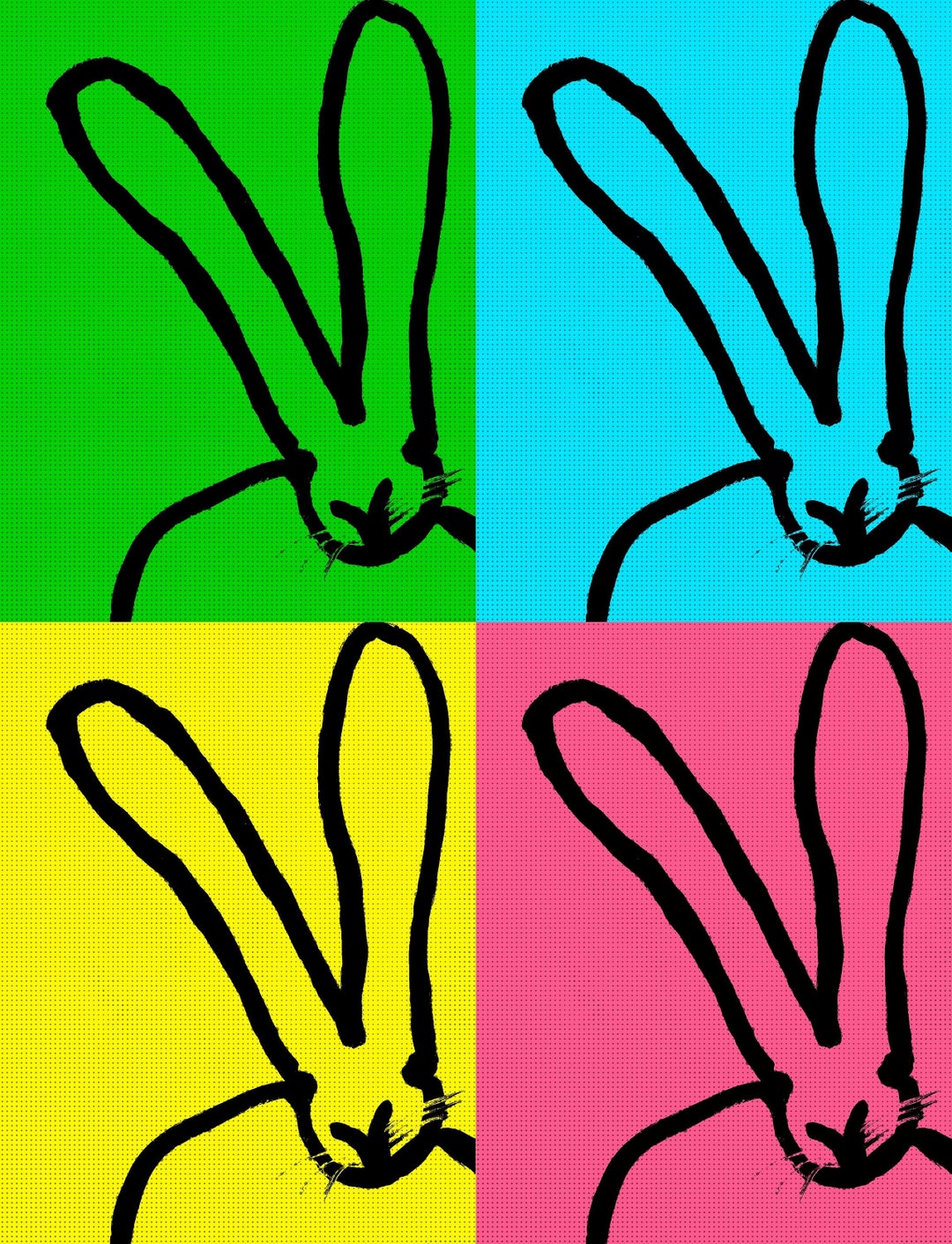 Multidimensional Bunny, Pop Art, Hunt Slonem and Andy Warhol Inspired ...