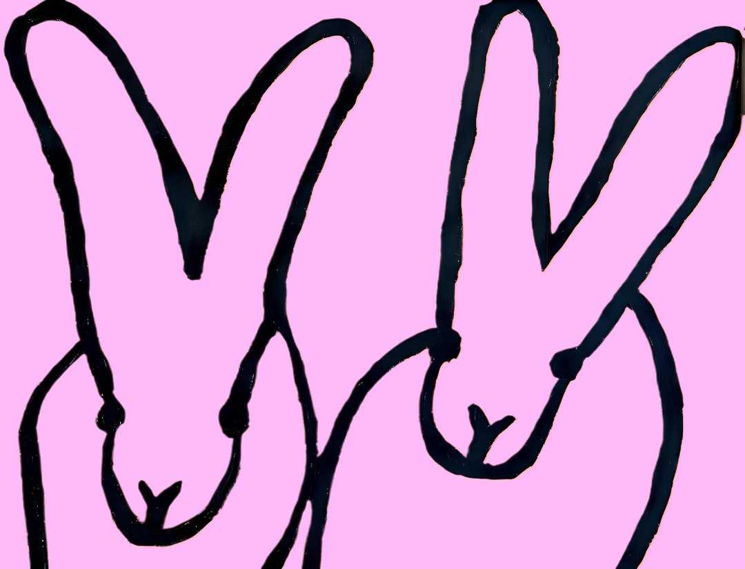Bonner and Coco in Pink, Hunt Slonem Inspired Bunny Art Print, Bunny ...