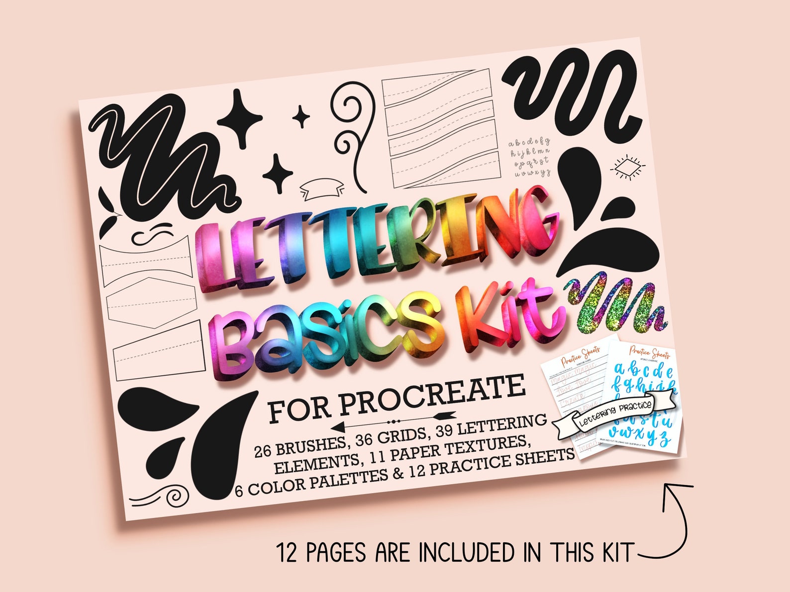 Basic Lettering Sheets Beginner Lettering Workbook Procreate - Etsy