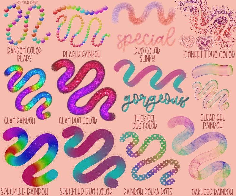 74 Procreate Brushes, Lettering Brushes, Glitter in Procreate, Monoline ...