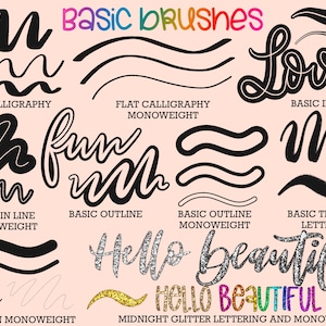 Basic Lettering Procreate Brushes, Beginner Procreate Bundle, Procreate ...